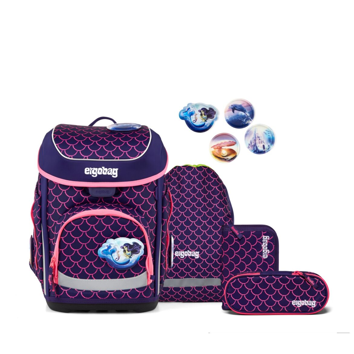 Ergobag Cubo - PerlentauchBär - Schulranzen-Set, 6-teilig (Color Flash ...